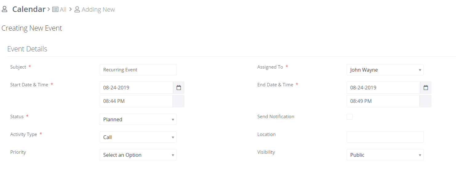 How to set up recurring events in Simply CRM – Support Simply